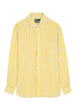 Polo Ralph Lauren Striped Linen And Cotton-blend Shirt - Yellow
