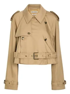 JW Anderson Belted Cropped Cotton Trench Coat - Beige