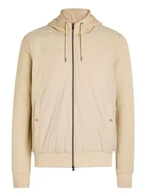 Herno Hooded Padded Stretch Shell And Cotton-knit Jacket - Ecru