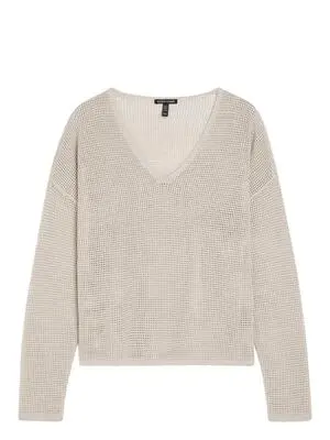 Eileen Fisher Open-knit V-neck Jumper - Grey