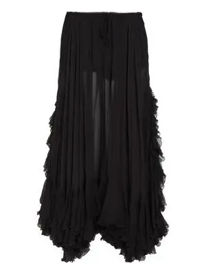 Chloé Ruffled Sheer Silk-chiffon Maxi Skirt - Black