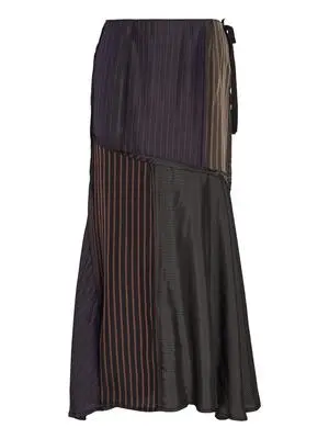 MAISON MARGIELA Panelled Striped Satin Midi Skirt - Multicoloured
