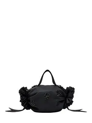 Simone Rocha Double Ribbon Rosette Mini Top Handle Bag - Black
