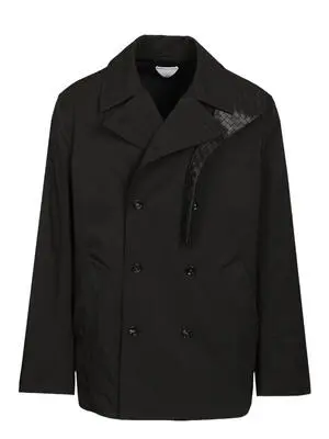 Bottega Veneta Bottega Veneta Woven Detail Double-Breasted Coat Black