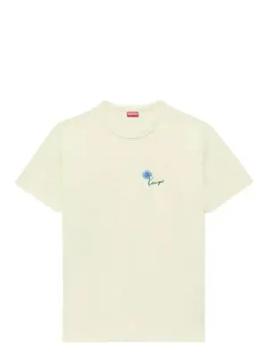 Kenzo Tulip' Embroidered Slim T-shirt In Cotton - Absinthe