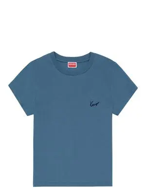 Kenzo Signature Embroidered Cotton T-shirt - Blue