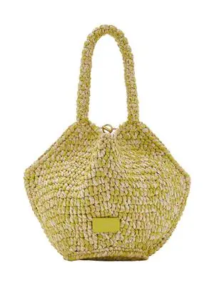 Khaite Lotus Mini Raffia Tote - Yellow