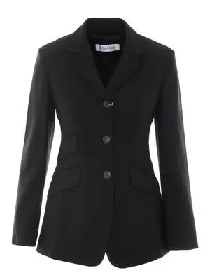 Max Mara Notch Lapel Long-sleeve Jacket - Black