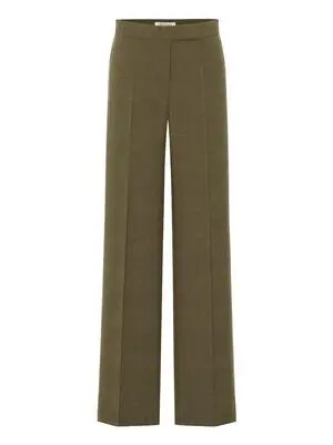 Max Mara Checked Virgin Wool Straight-leg Trousers - Green