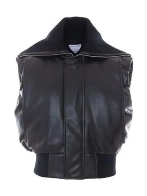 Bottega Veneta Leather Vest With Wing Collar - Black