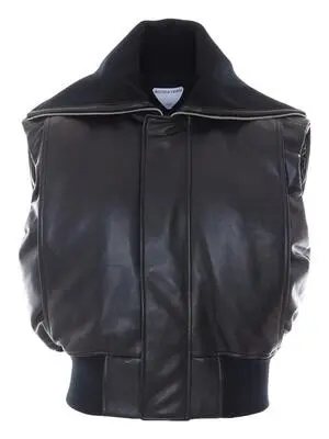 Bottega Veneta Leather Vest With Wing Collar - Black