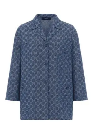 Gucci Gg Jacquard Denim Jacket - Blue