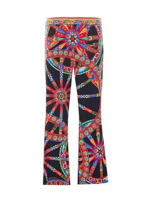 Dolce & Gabbana Carretto Print Silk Blend Flare Trousers - Multicolor