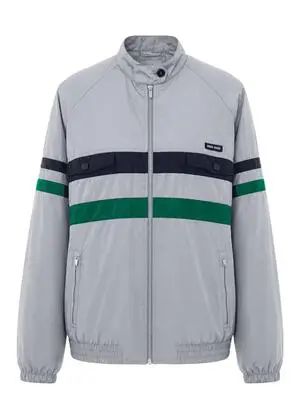 Miu Miu Miu Miu Striped Blouson Jacket Gray