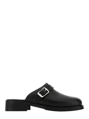 Our Legacy Leather Buckled Clogs - Black