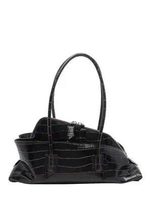 Attico THE ATICO Small La Passeggiata Shoulder Bag Crocodile Effect Brown