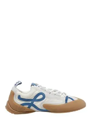 Loewe Suede Leather Colour Block Lace-up Sneakers - White