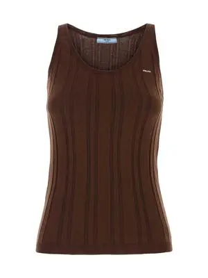 Prada Cotton Blend Tank Top - Brown