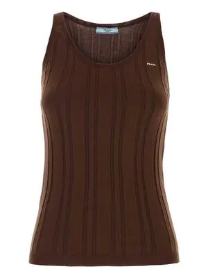 Prada Cotton Blend Tank Top - Brown