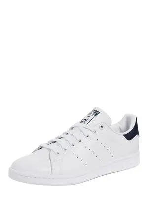Adidas Stan Smith Leather Lace-up Sneakers - White/dark Blue