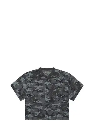 DENIM TEARS Camo Cotton Wreath Mesh Football Top - Black