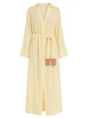 MUCHE & MUCHETTE Dobby Lycra Cotton Shirt Dress - Yellow