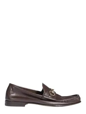 Gucci Gucci Lugano Leather Loafers With Horsebit Detail Brown