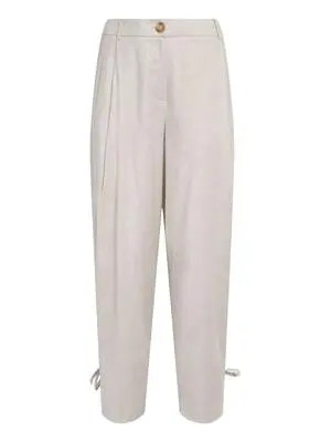 TOCCIN Elowen Linen-blend Trousers With Bow-tie Ankle Detail - Beige