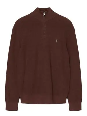 ALLSAINTS Aspen Funnel Neck Quarter Zip Sweater - Brown