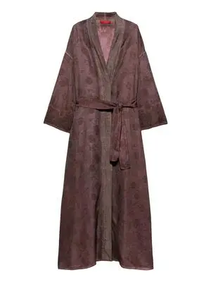 Max & Co. Max & Co. Floral Satin Belted Coat Brown