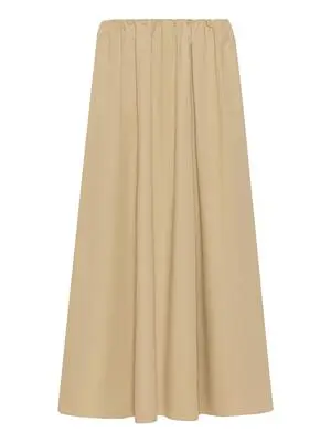 Max Mara Cotton Pleated A-line Maxi Skirt - Beige