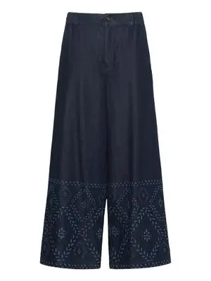 Max Mara Printed Wide-leg Jeans - Navy