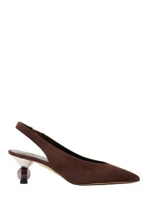 Max Mara Suede Bauble-heel Slingback Pumps - Brown