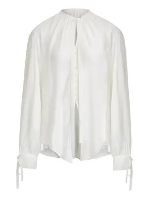 Source Unknown Veylin Chiffon Tie Cuff Blouse - White