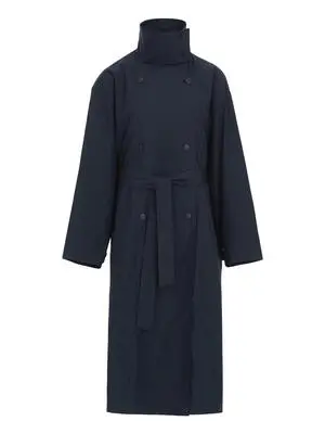 Source Unknown Helga Double Layer Cotton-blend Trench Coat - Navy
