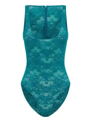 Alex Perry Sheer Lace Bodysuit - Blue