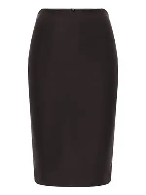 Alex Perry Leather Midi Skirt - Black