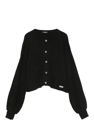Balmain Ribbed Knit Buttoned Cardigan - Black