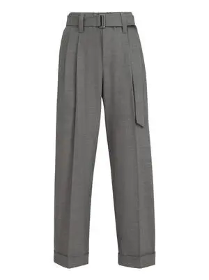 Brunello Cucinelli Tropical Wool Baggy Sartorial Trousers - Gray
