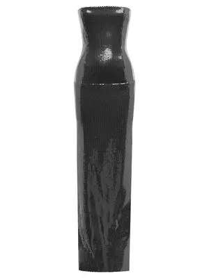 Alex Perry Strapless Column Sequined Maxi Dress - Silver