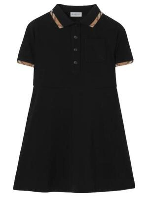 Burberry Check Trim Cotton Polo Shirt Dress - Black