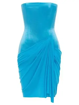 Alex Perry Draped Duchess Satin & Jersey Mini Dress - Blue
