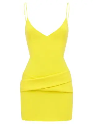 Alex Perry Draped Crepe Mini Dress - Yellow