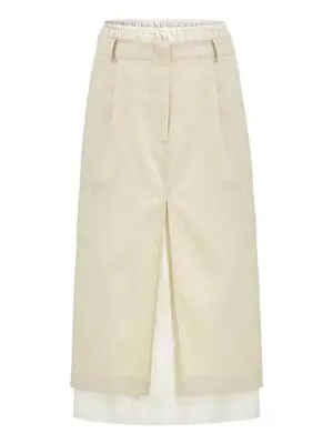 Source Unknown Lori Double-layer Slip Midi Skirt - Brown