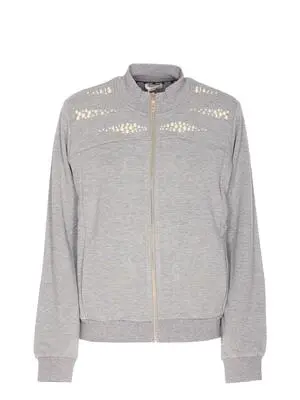 Liu Jo High Neck Embellished Sweatshirt - Gray