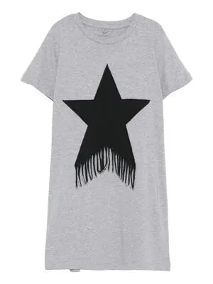 Stella McCartney Round Neck T-shirt Dress With Star Applique - Gray