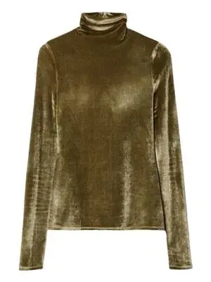 LEMAIRE Fitted Velvet Jersey Stand-collar Top - Brass