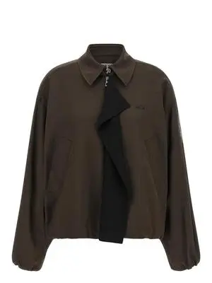 Loewe Logo Embroidered Zip-up Jacket - Brown