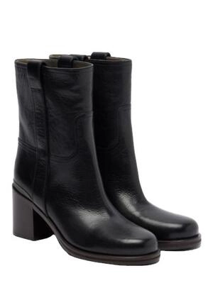 Brunello Cucinelli Monili Leather Ankle Boots - Black