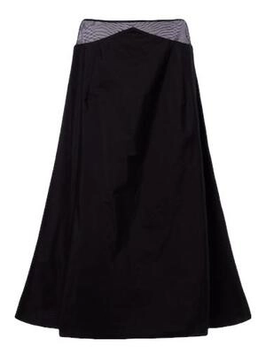 THE ROW Irella Cotton Poplin Midi Skirt With Sheer Mesh Waist Detail - Black
